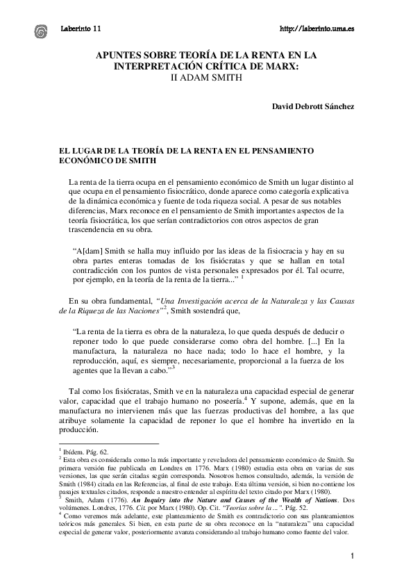 (PDF) APUNTES SOBRE TEORÍA DE LA RENTA EN LA INTERPRETACIÓN CRÍTICA DE ...