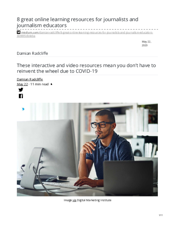 (PDF) 8 great online learning resources for journalists and journalism educators