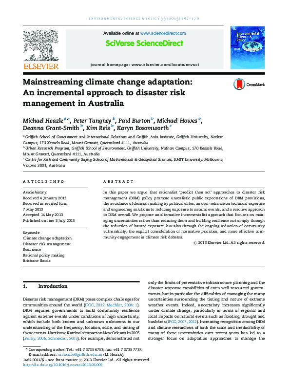 (PDF) Mainstreaming climate change adaptation: An incremental approach ...