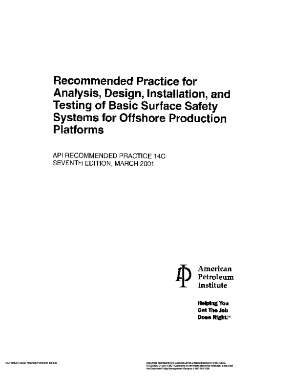 (PDF) Recommended Practice for Analysis, Design, Installation, and ...
