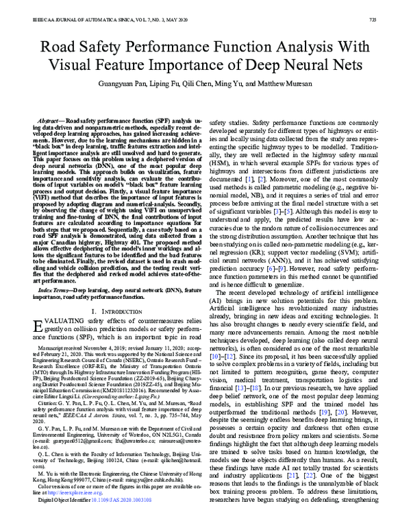 (PDF) Road Safety Performance Function Analysis With Visual Feature Importance of Deep Neural Nets