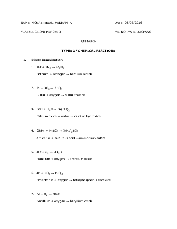 (PDF) GENERAL CHEMISTRY - TYPES OF CHEMICAL REACTIONS