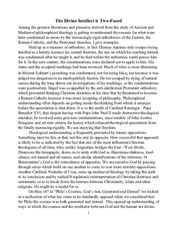 (DOC) The Divine Intellect is Two-Faced