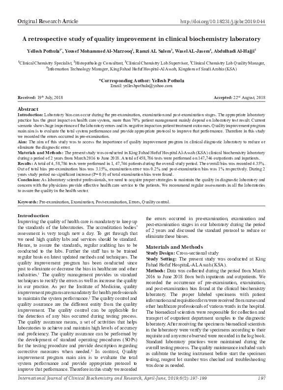 (PDF) A retrospective study of quality improvement in clinical ...