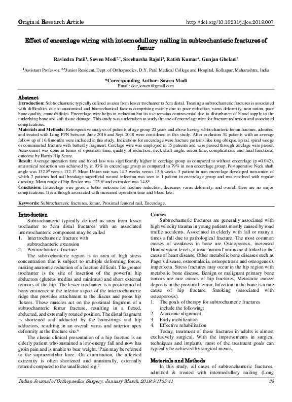 (PDF) Effect of encerclage wiring with intermedullary nailing in ...