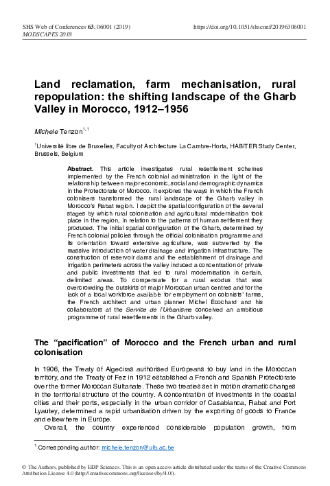 (PDF) Land reclamation, farm mechanisation, rural repopulation: the ...