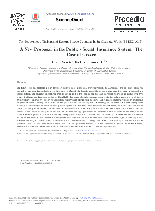 (PDF) A New Proposal in the Public – Social Insurance System. The Case ...
