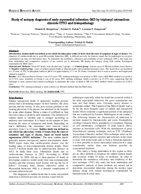 (PDF) Study of autopsy diagnosis of early myocardial infarction (MI) by ...