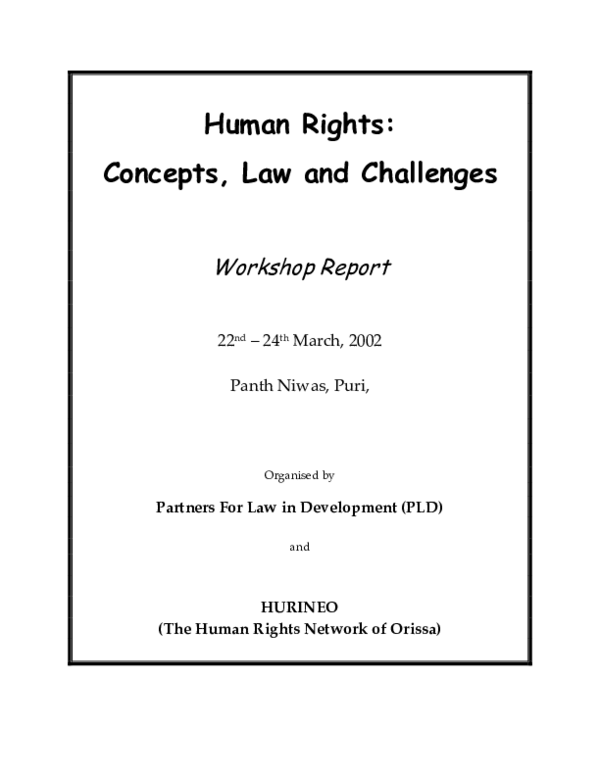 (PDF) Human Rights: Concepts, Law and Challenges Workshop Report ...