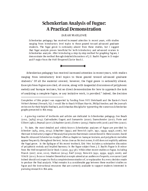 (PDF) "Schenkerian Analysis of Fugue: A Practical Demonstration"