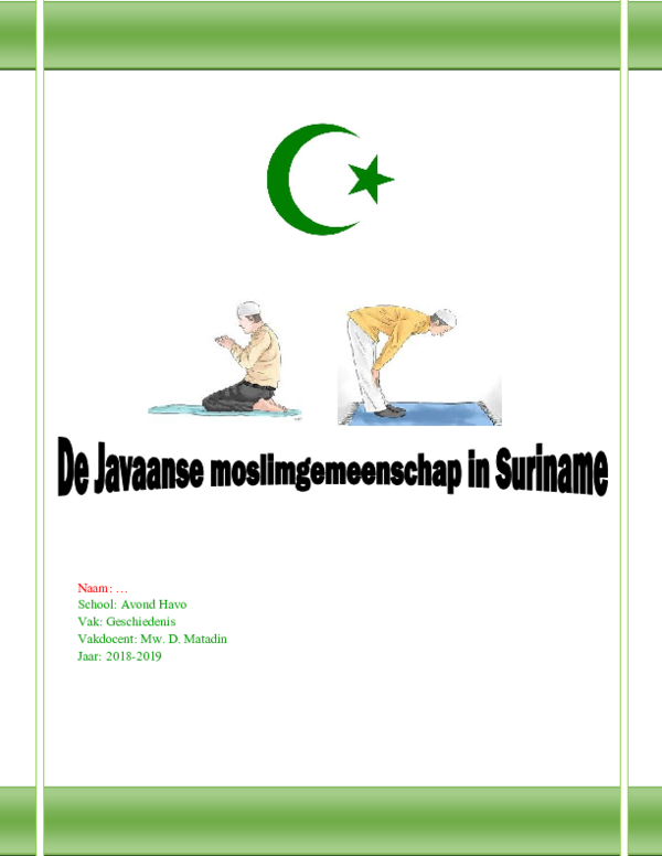 (PDF) Geschiedenisverslag zonder naam Javanen in Suriname