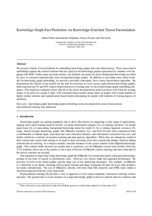 Pdf Knowledge Graph Fact Prediction Via Knowledge Enriched Tensor Factorization
