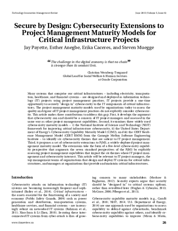 (PDF) Secure by Design: Cybersecurity Extensions to Project Management ...