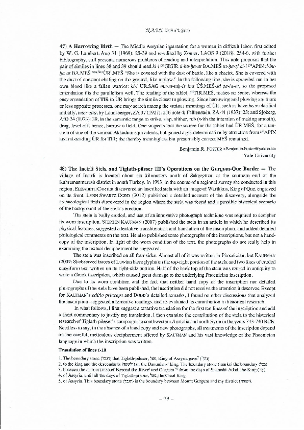 (PDF) The Incirli Stela and Tiglath-pileser IIIʼs Operations on the ...