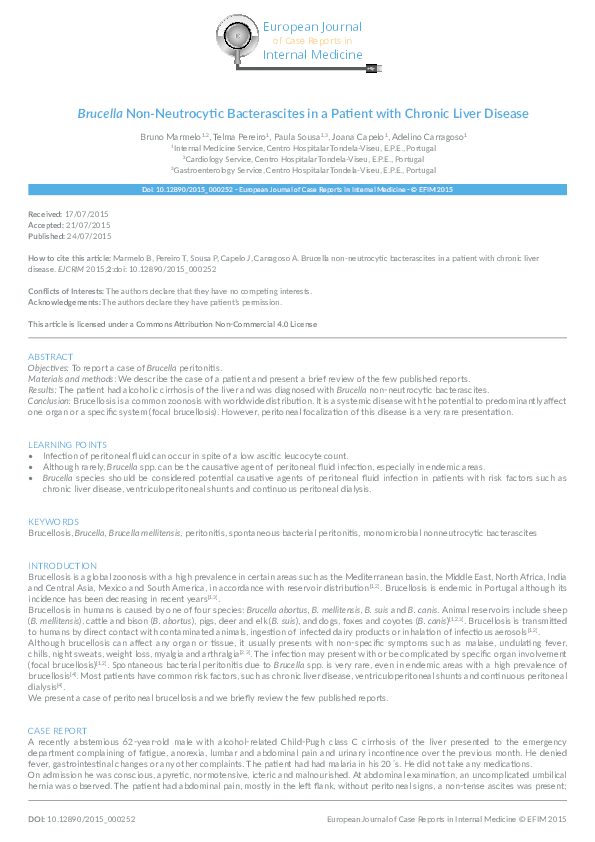 (PDF) Brucella non-neutrocytic bacterascites in a patient with chronic ...