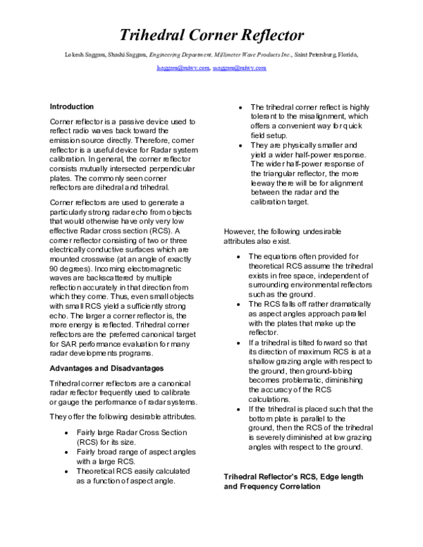 (PDF) Trihedral Corner Reflector