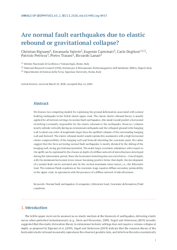 (PDF) Are normal fault earthquakes due to elastic rebound or ...