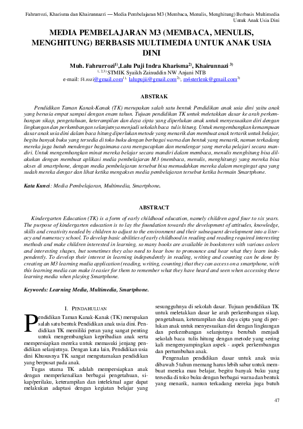 (PDF) MEDIA PEMBELAJARAN M3 (MEMBACA, MENULIS, MENGHITUNG) BERBASIS ...