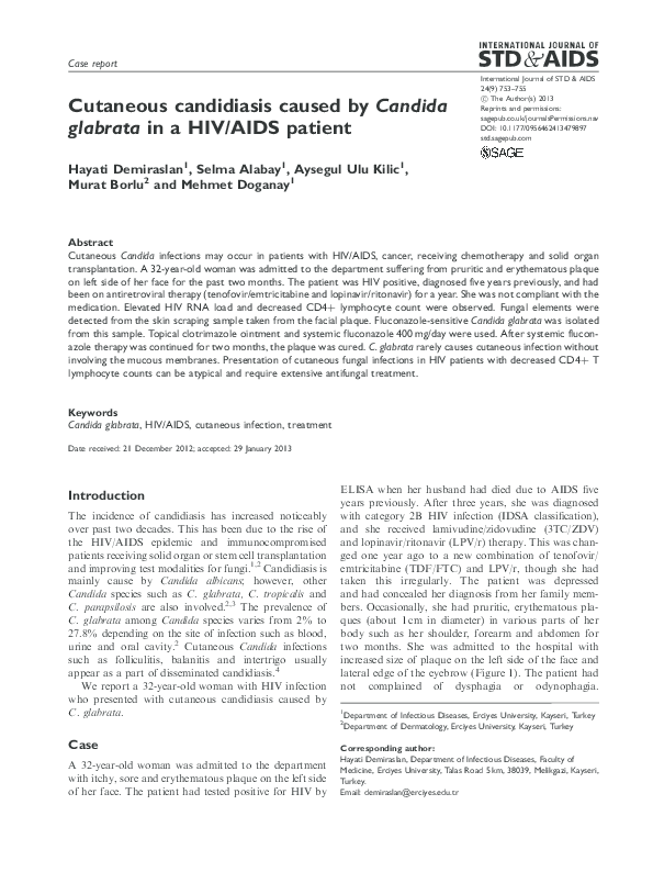 (PDF) Cutaneous candidiasis caused by Candida glabrata in a HIV/AIDS ...