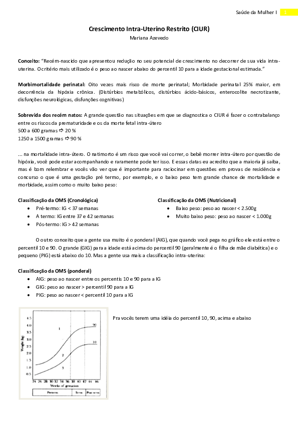 (PDF) Crescimento Intra-Uterino Restrito (CIUR