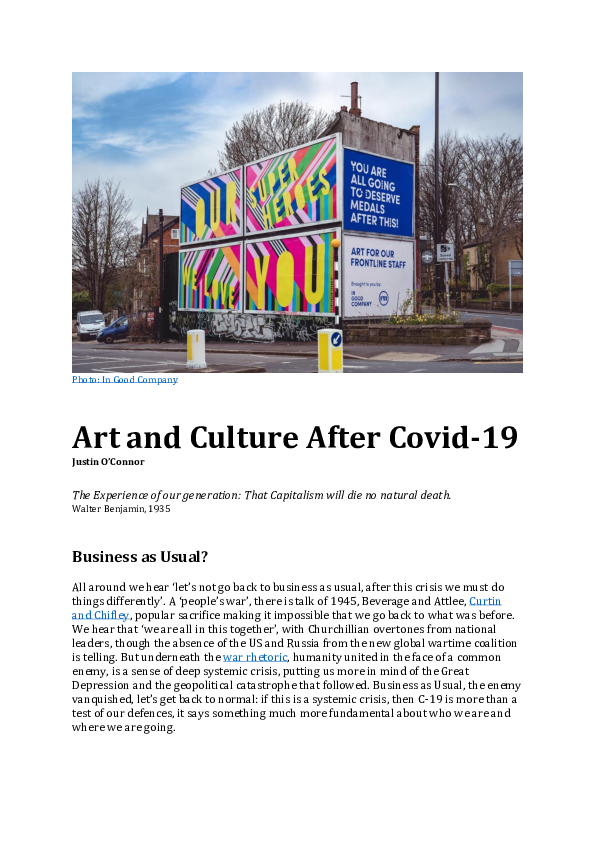 (PDF) Art and Culture After Covid-19