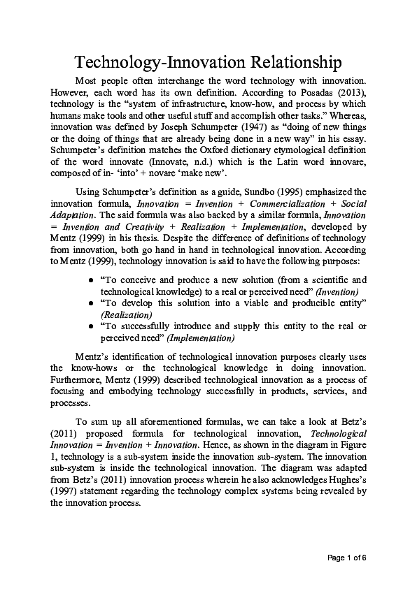 (PDF) Technology-Innovation Relationship | Nyker Matthew C King ...
