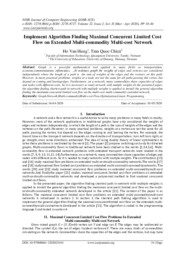 Pdf Implement Algorithm Finding Maximal Concurent Limited Cost Flow On Extended Multi