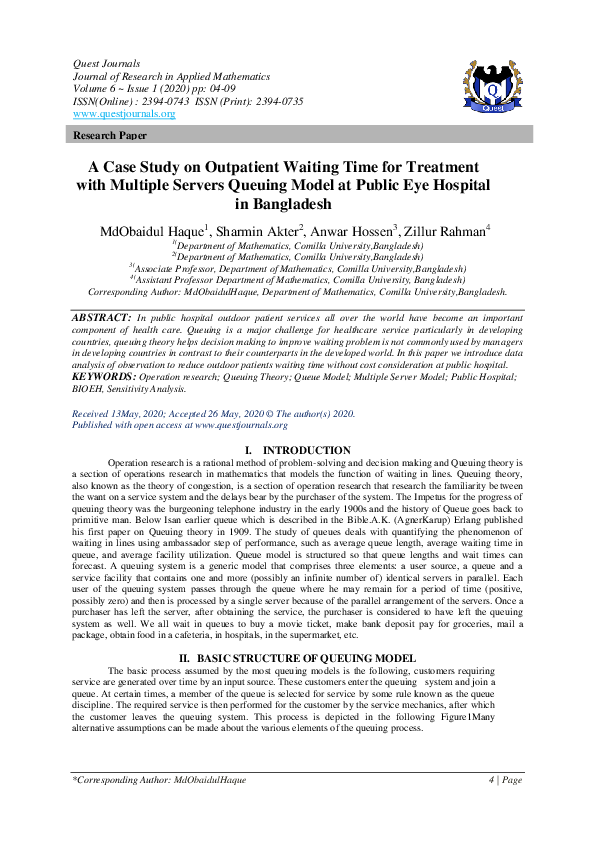 (PDF) A Case Study on Outpatient Waiting Time for Treatment with ...