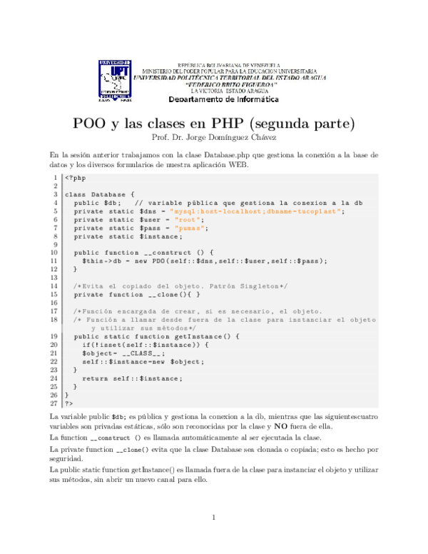 (PDF) POO y las clases en PHP (segunda parte