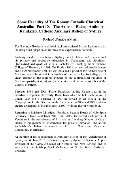 (PDF) The Arms of Bishop Anthony Randazzo, Catholic Auxiliary Bishop of ...