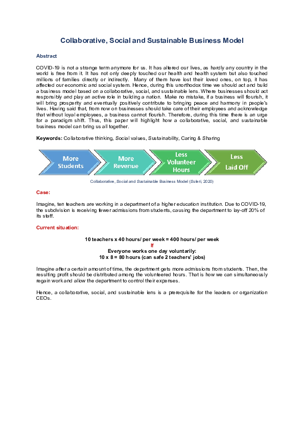 (DOC) Collaborative, Social and Sustainable Business Model