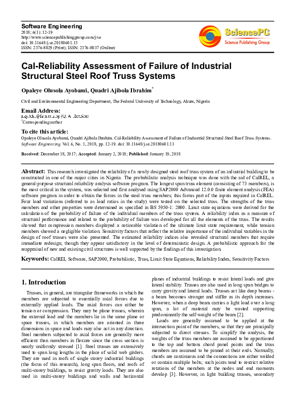 (PDF) Cal-Reliability Assessment of Failure of Industrial Structural ...