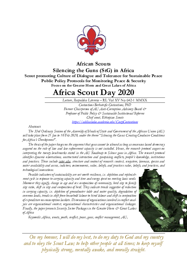 (PDF) African Scouts Silencing the Guns (StG) in Africa Scout promoting ...
