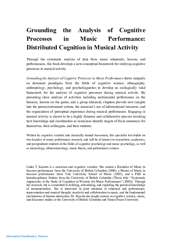 (PDF) Grounding the Analysis of Cognitive Processes in Music ...