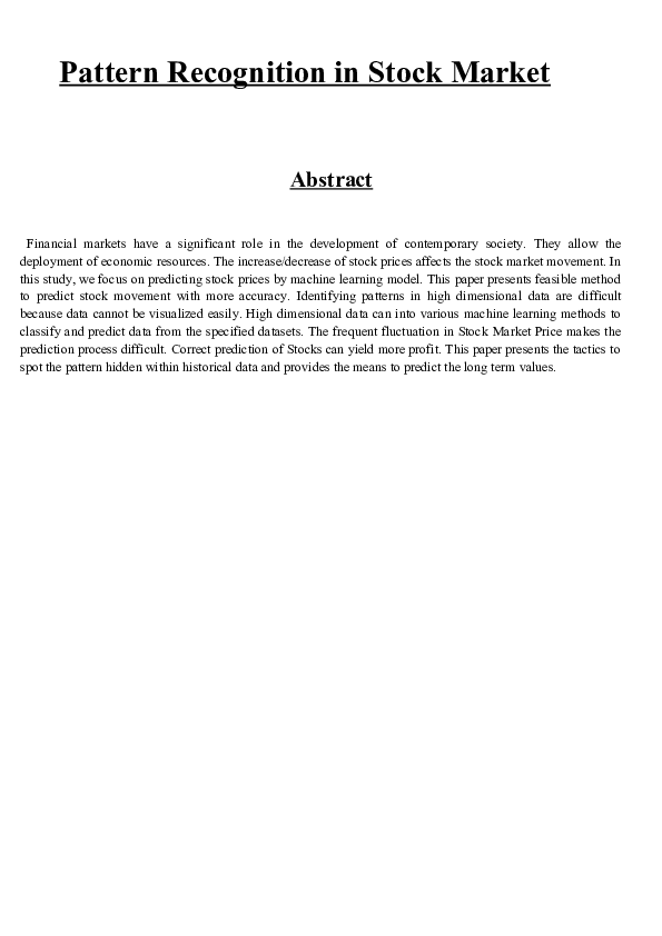 Stock pattern recognition