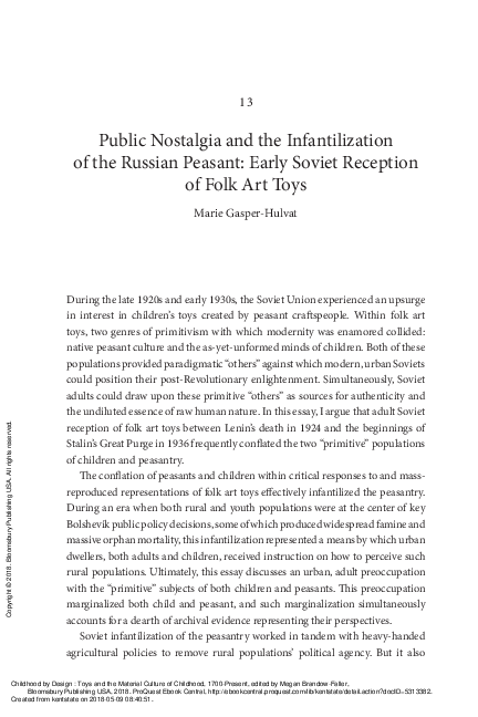 (PDF) Public Nostalgia and the Infantilization of the Russian Peasant ...