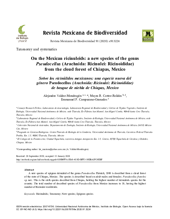 (PDF) On the Mexican ricinuleids: a new species of the genus ...