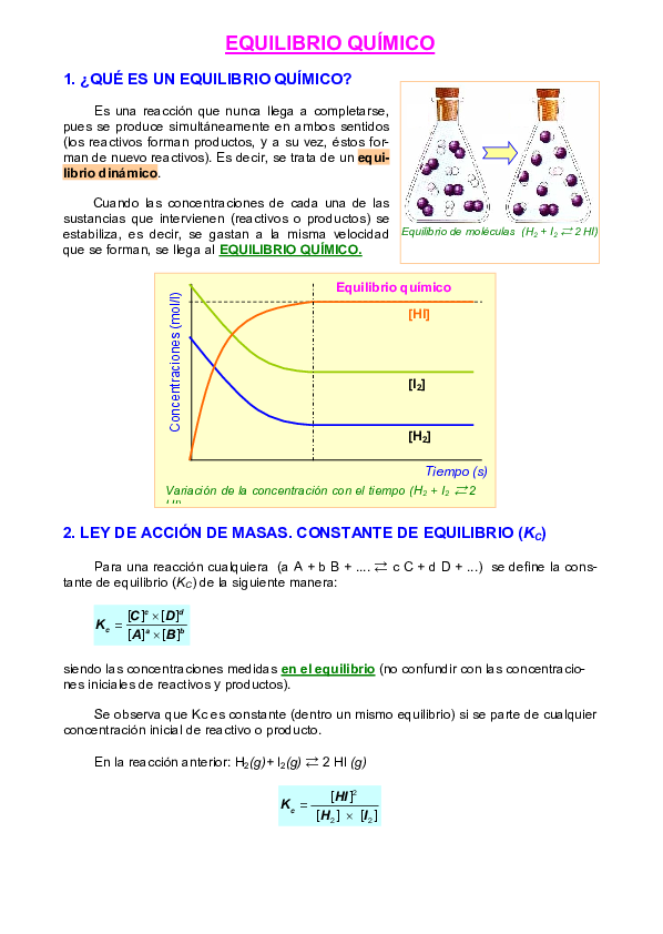 Pdf Equilibrio QuÍmico 1 ¿quÉ Es Un Equilibrio QuÍmico