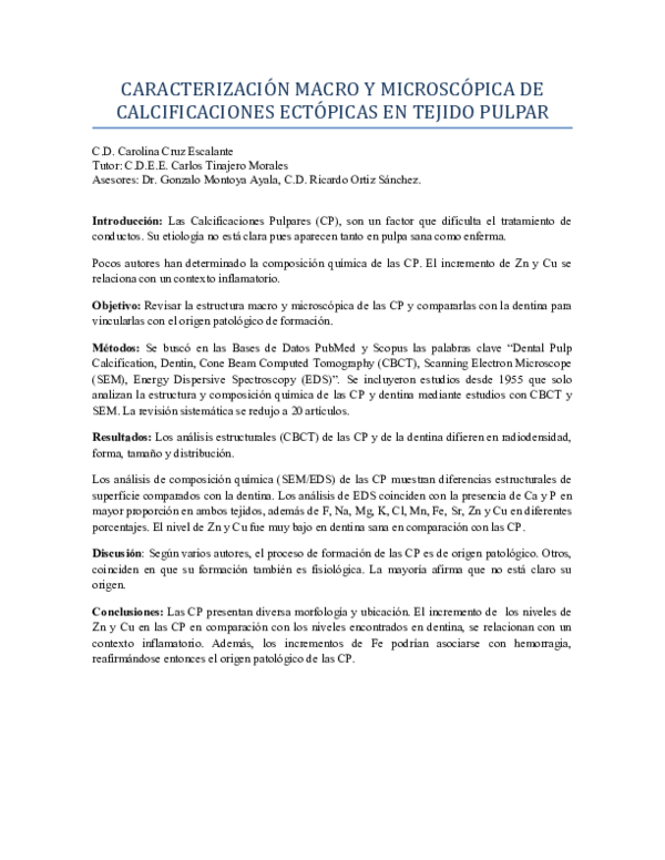 (DOC) Calcificaciones pulpares revision literatura