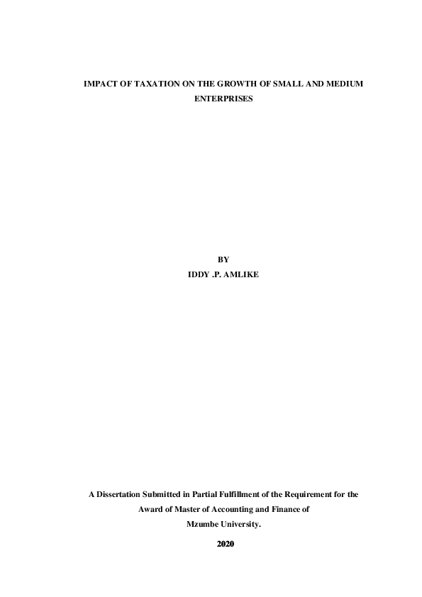 (PDF) IMPACT OF TAXATION ON THE GROWTH OF SMALL AND MEDIUM ENTERPRISES BY IDDY .P. AMLIKE A ...