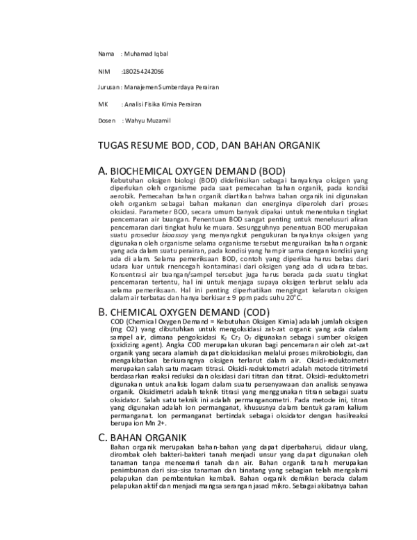 (DOC) Penentuan DO, BOD dan COD | khuznulhatimah nhunu - Academia.edu