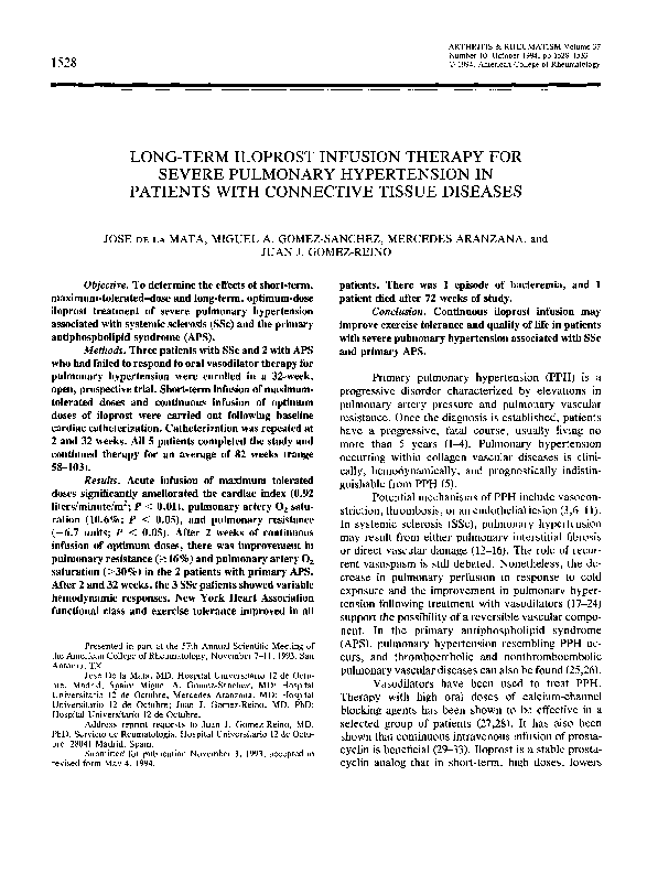 (PDF) Long-term iloprost infusion therapy for severe pulmonary ...