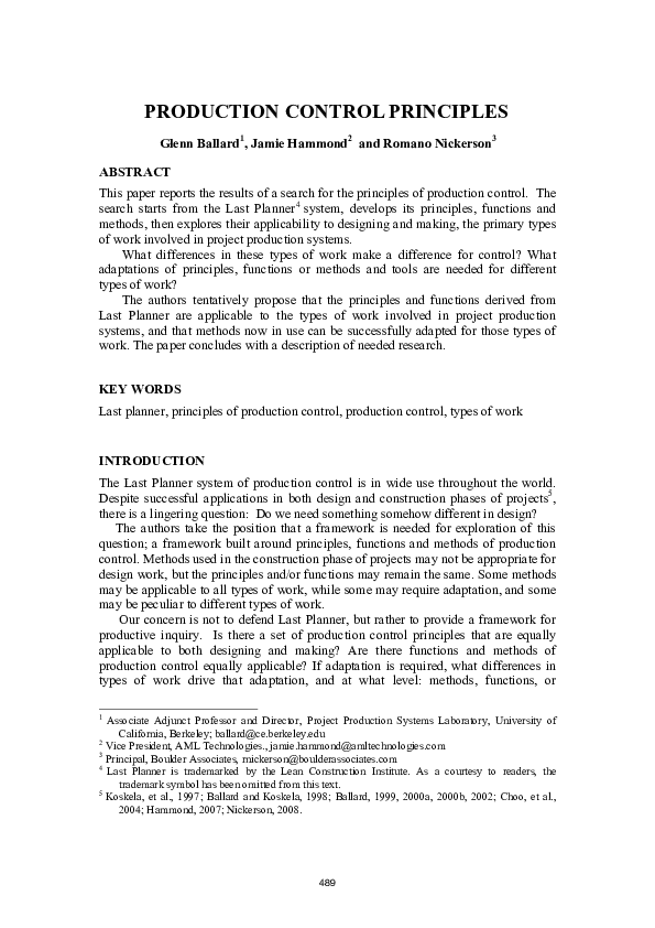 (PDF) PRODUCTION CONTROL PRINCIPLES