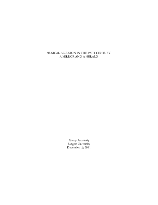(PDF) Musical Allusion in the 19th Century: A Mirror and a Herald