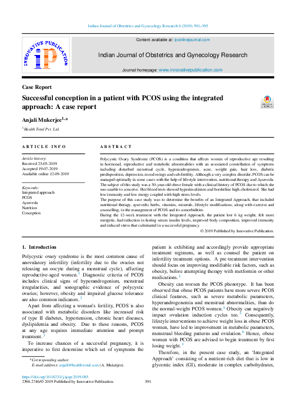 (PDF) Successful conception in a patient with PCOS using the integrated ...