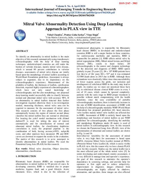 (PDF) Mitral Valve Abnormality Detection Using Deep Learning Approach in PLAX view in TTE ...