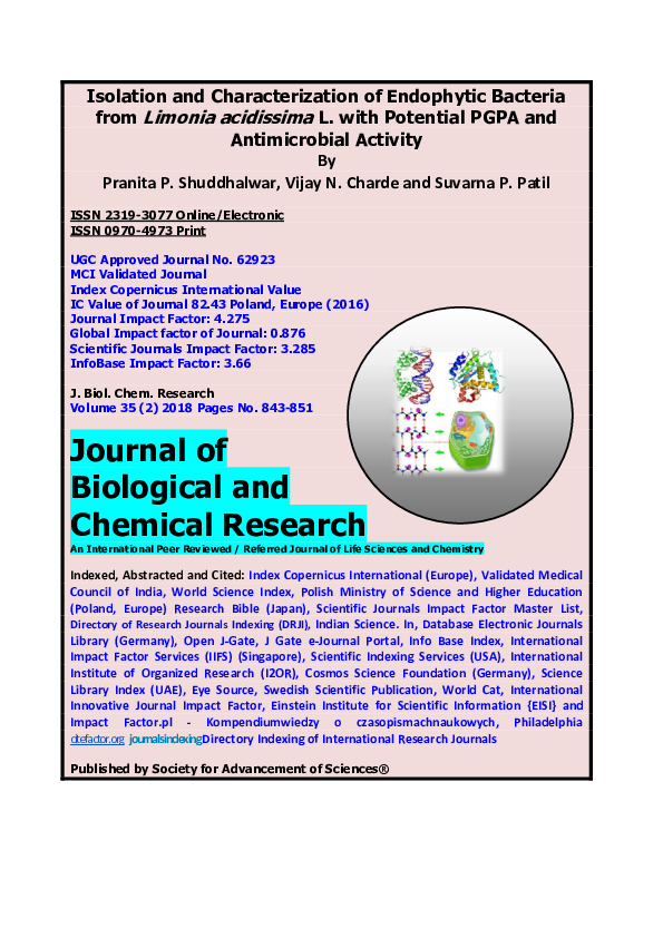 Pdf Isolation And Characterization Of Endophytic Bacteria From