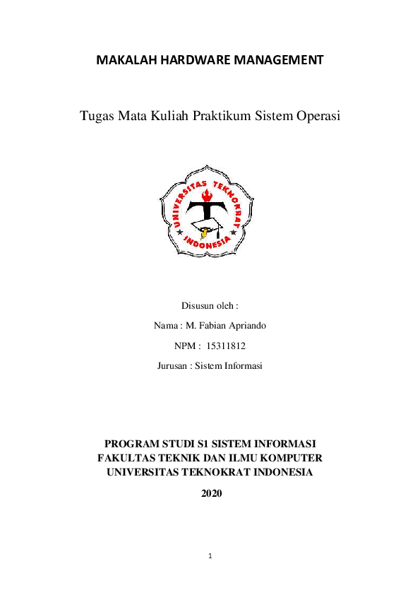 (PDF) MAKALAH HARDWARE MANAGEMENT