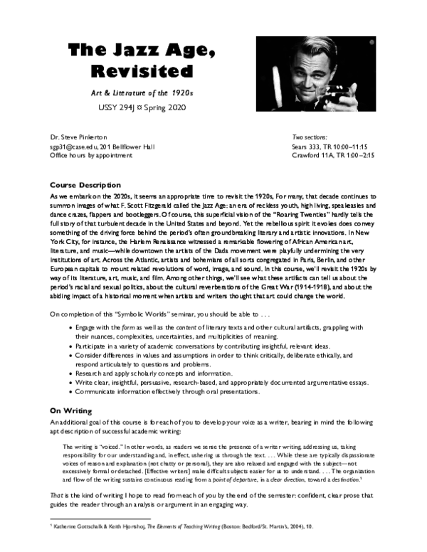 (PDF) The Jazz Age, Revisited: Art & Literature of the 1920s
