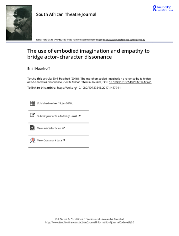 (PDF) The use of embodied imagination and empathy to bridge actor ...
